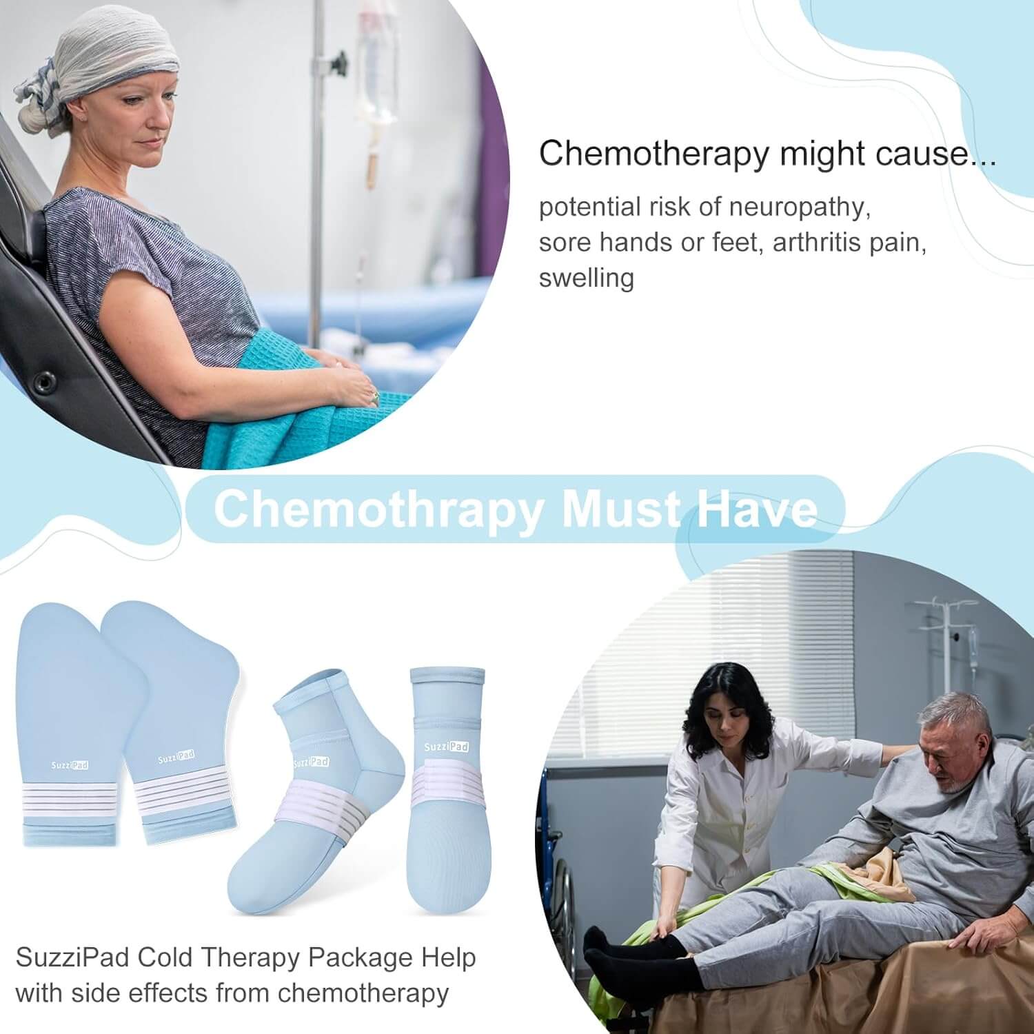 SuzziPad Cold Therapy Socks & Hand Ice Pack Cold Gloves for Chemothera