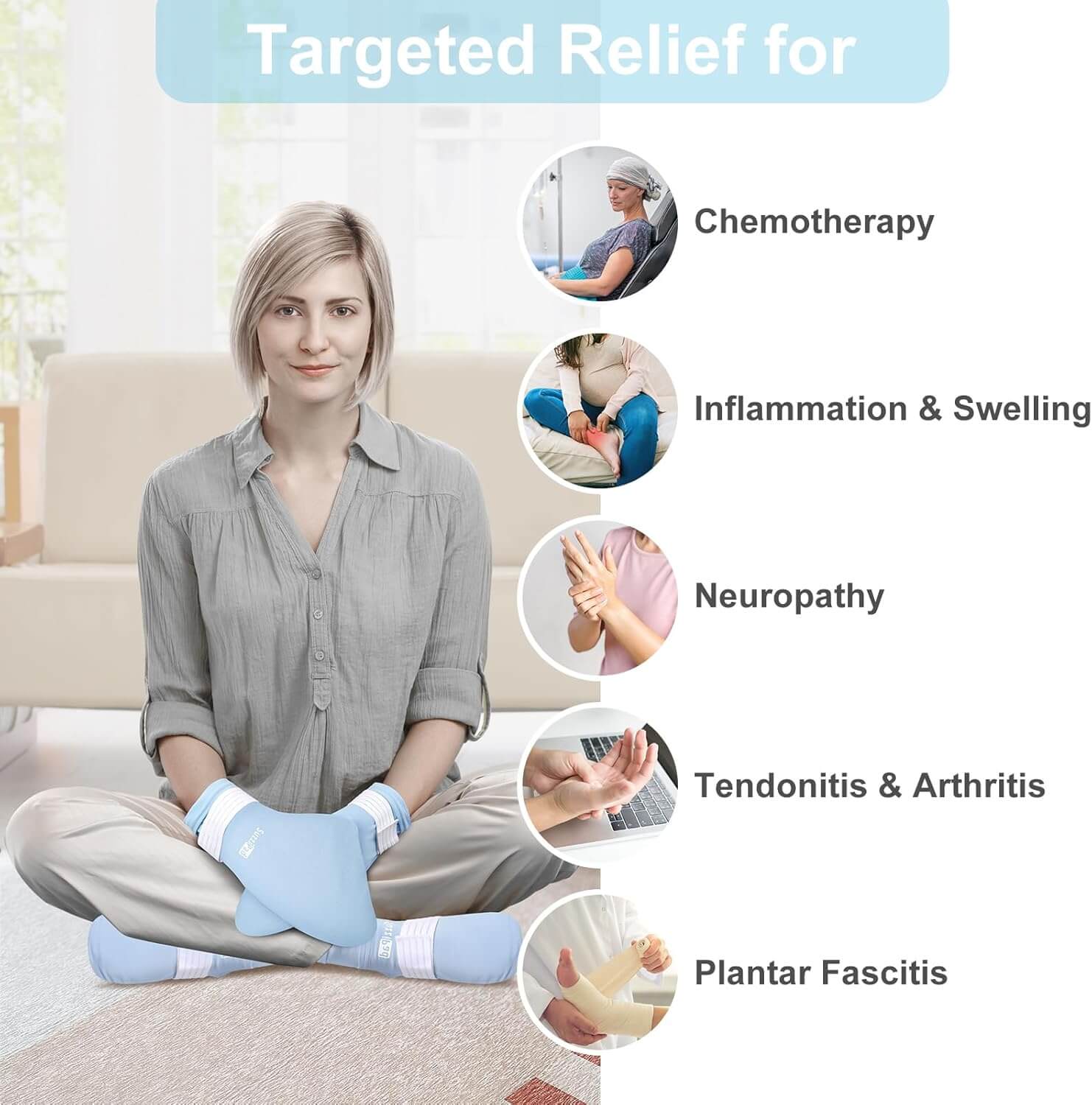 SuzziPad Cold Therapy Socks & Hand Ice Pack Cold Gloves for Chemothera