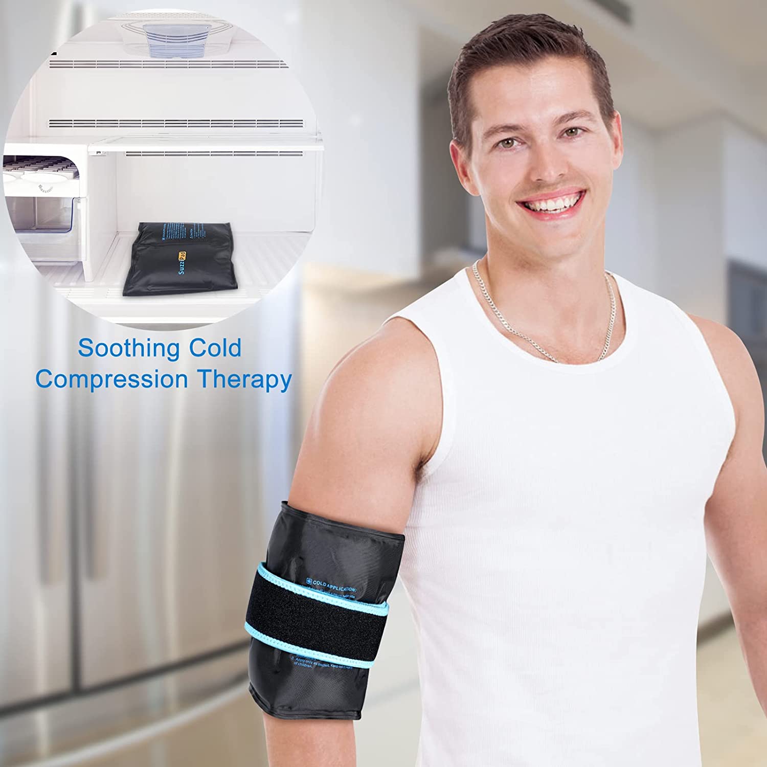 SuzziPad Elbow Ice Pack for Injuries with Double-Sided Fabric Cover, W